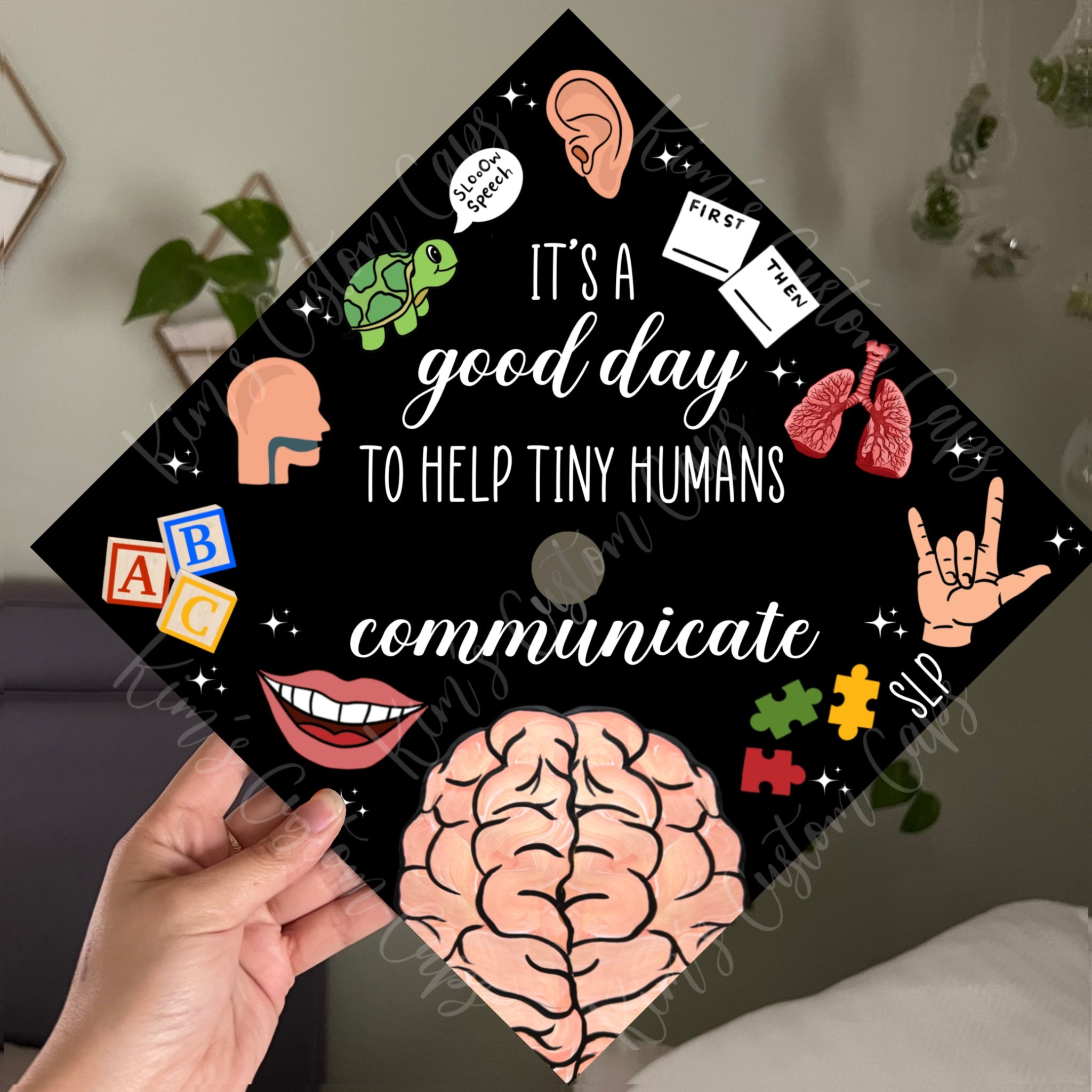 Premade Speech Language Pathologist SLP Printed Graduation Cap Topper