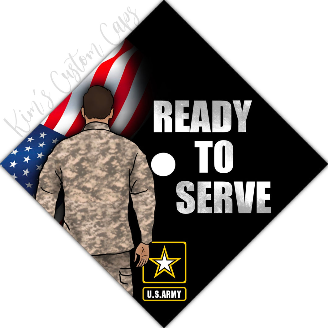 Premade Army Military Printed Graduation Cap Topper