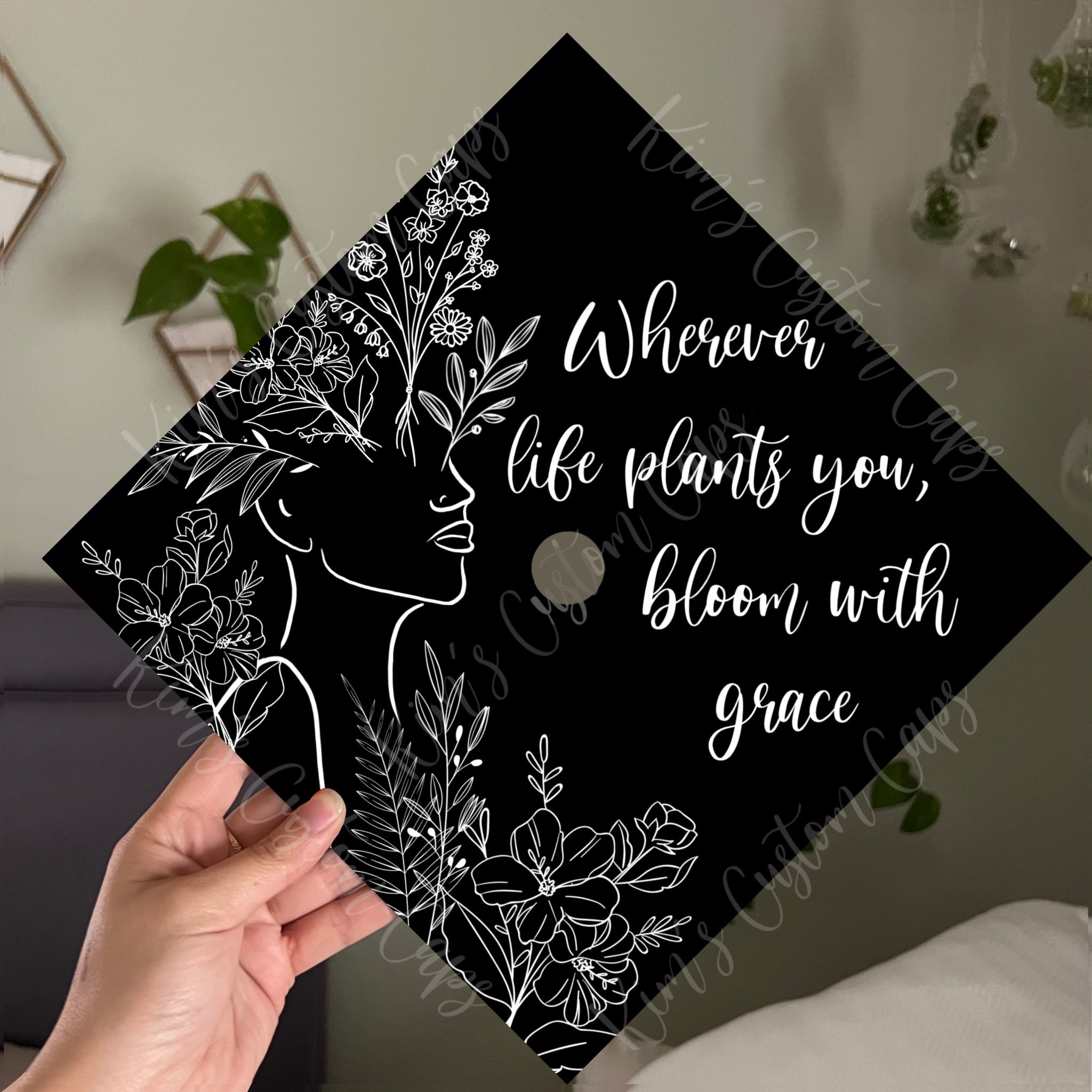 Premade Printed Floral Plant Graduation Cap Topper