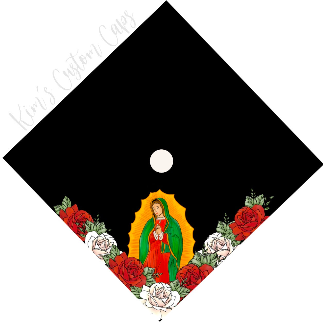 Custom Quote Floral Virgin Mary Printed Graduation Cap Topper